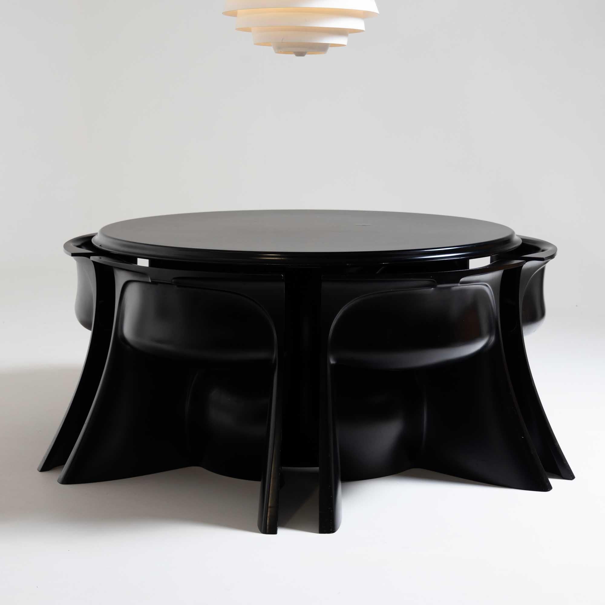 Black Boccio Dining Room Table with Chairs by Pierluigi Spadolini ...