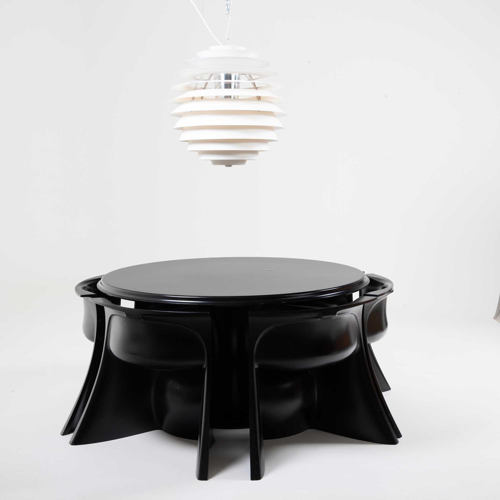 Black Boccio Dining Room Table with Chairs by Pierluigi Spadolini ...
