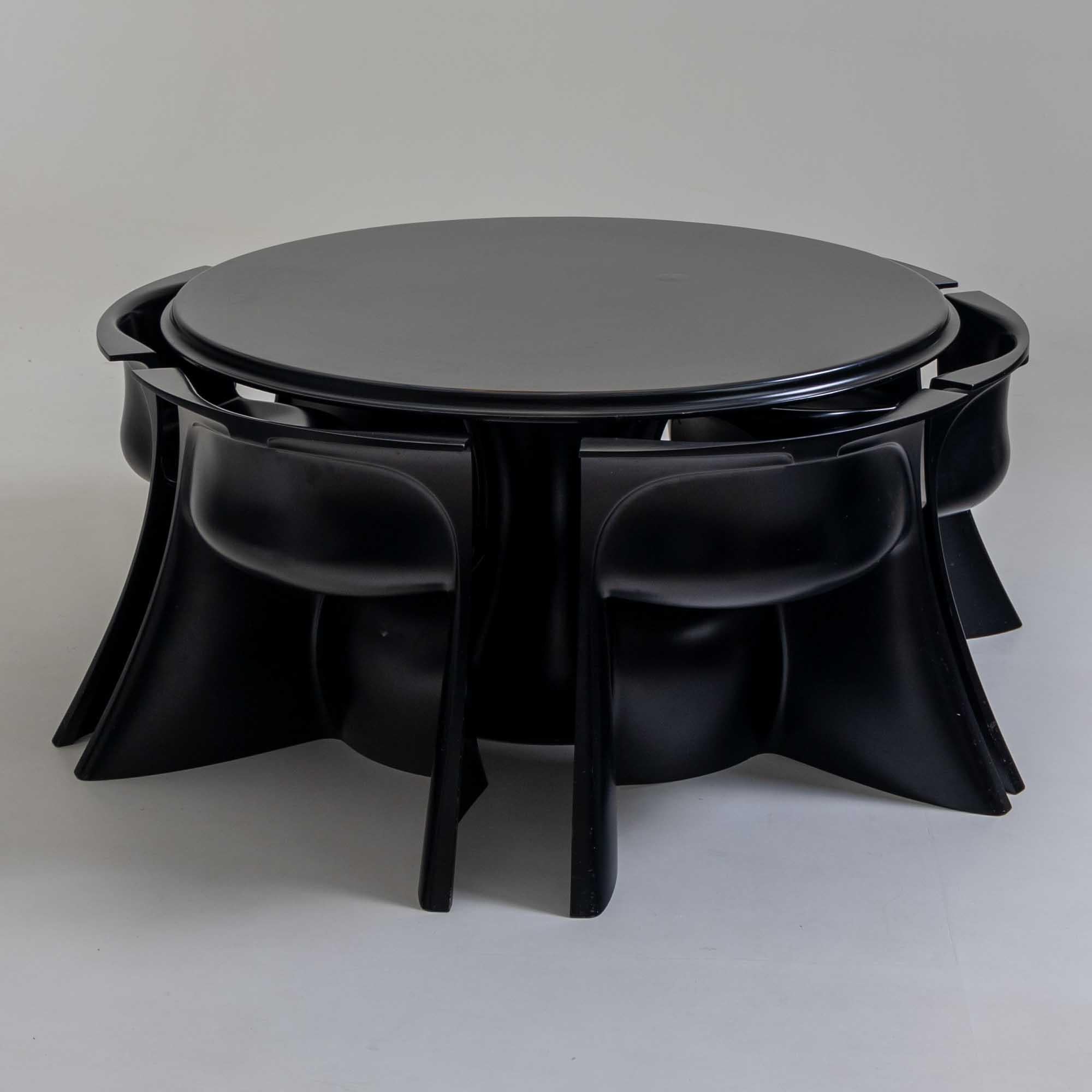 Black Boccio Dining Room Table with Chairs by Pierluigi Spadolini ...