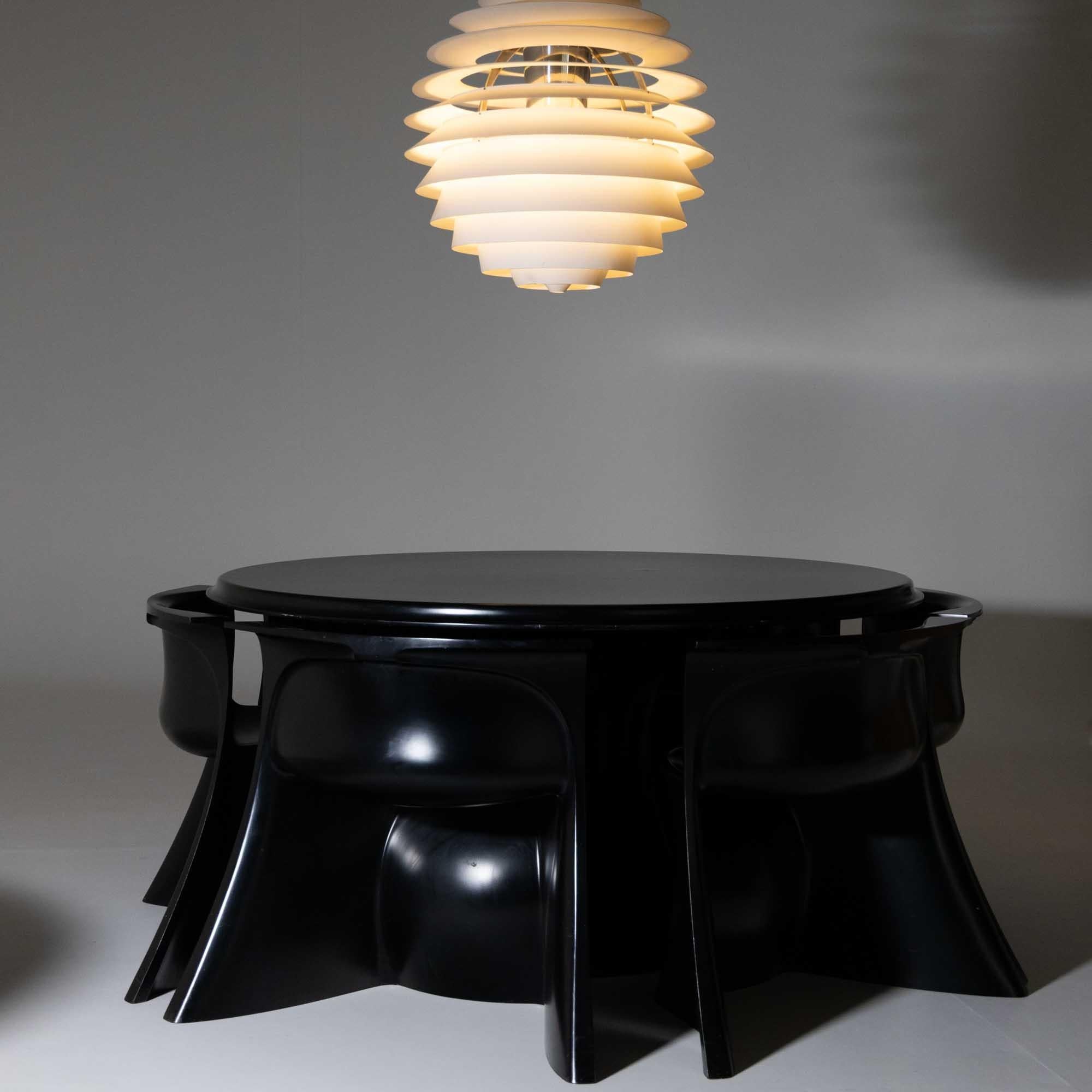 Black Boccio Dining Room Table with Chairs by Pierluigi Spadolini ...
