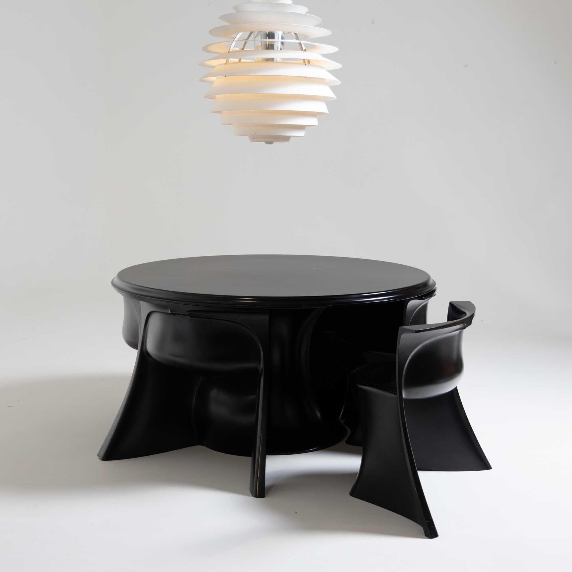 Black Boccio Dining Room Table with Chairs by Pierluigi Spadolini ...