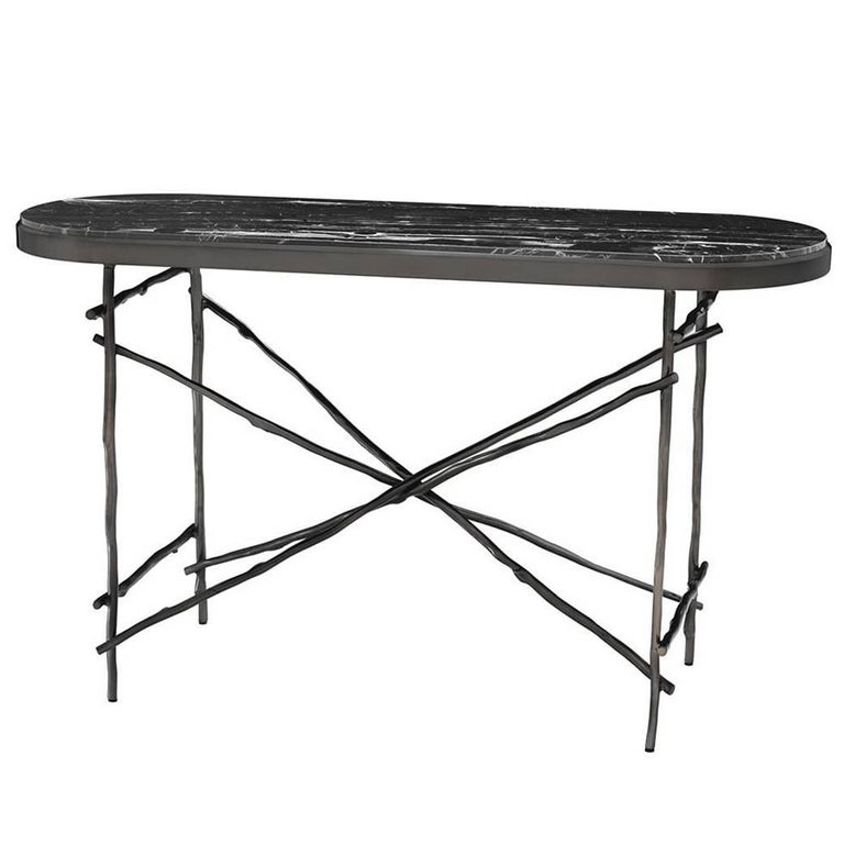 Black Branches Console Table with Black Marble Top For Sale at 1stDibs