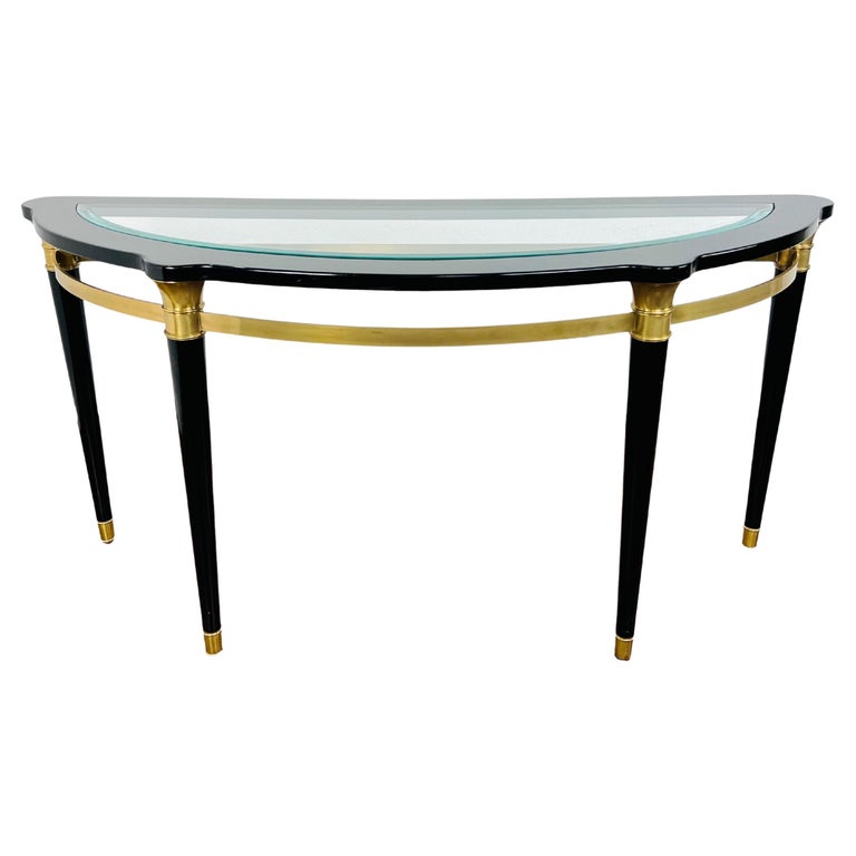 Black and Brass Demi-Lune Console Table Description For Sale at 1stDibs