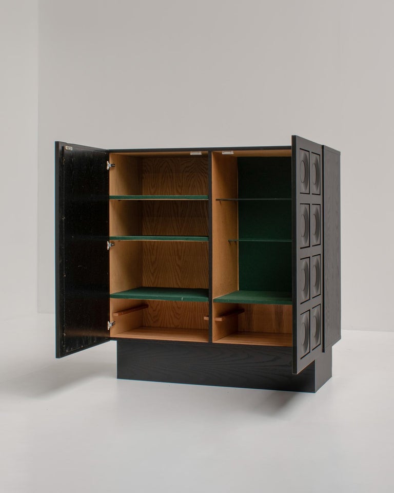 Black Brutalist Bar Cabinet with Graphic Patterned Doors, Belgium ...