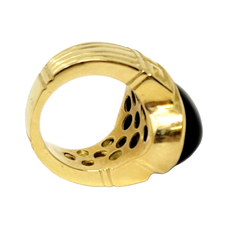 Black Cabochon Oval Onyx Ring in 18 Karat Yellow Gold Bold Wide Design ...