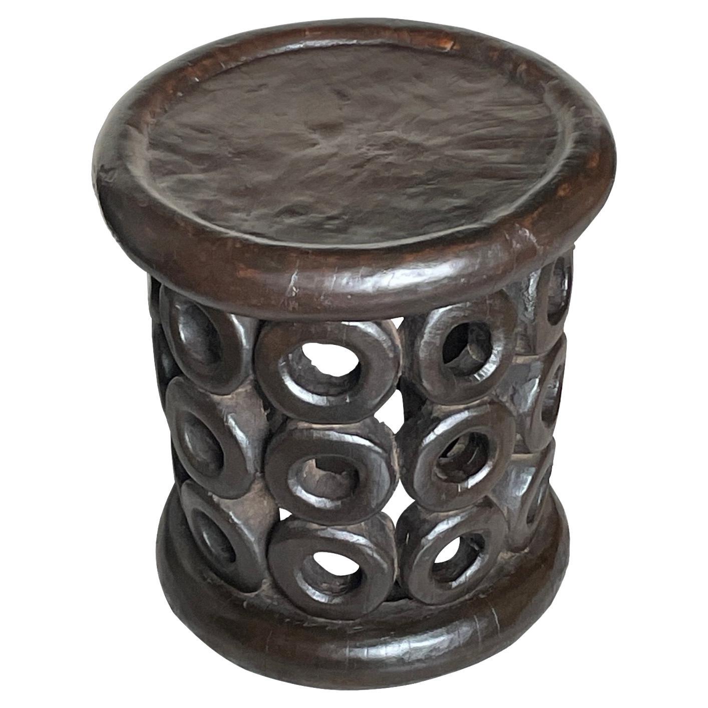 Carved Wooden and Iron Stool at 1stDibs
