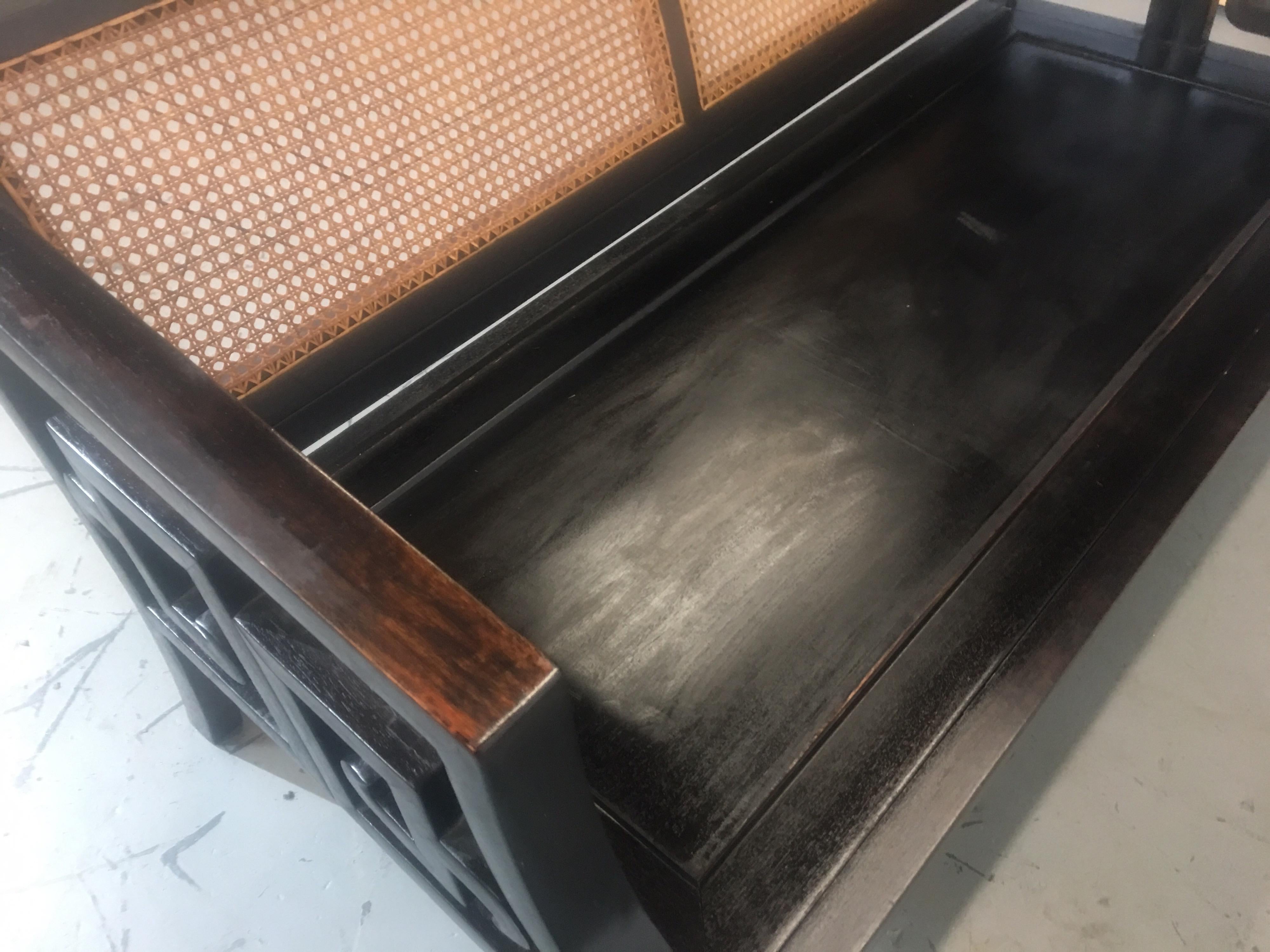 Black Cane Back Bench at 1stDibs | cane bench with back, caned bench ...