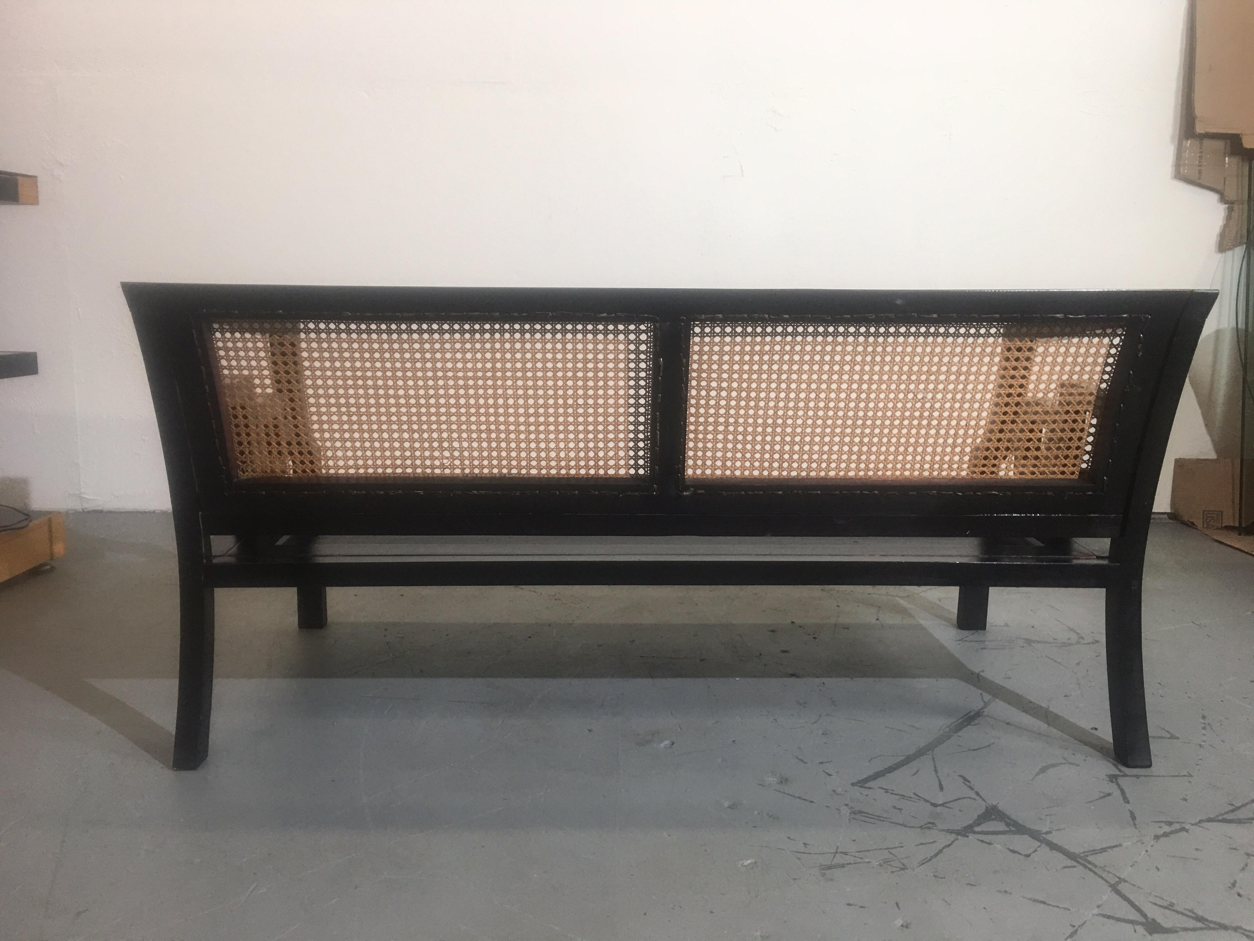 Black Cane Back Bench at 1stDibs | cane bench with back, caned bench ...