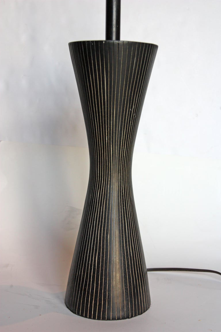 Vintage Wood Lamp With Original Finial And Grasscloth Shade At 1stdibs