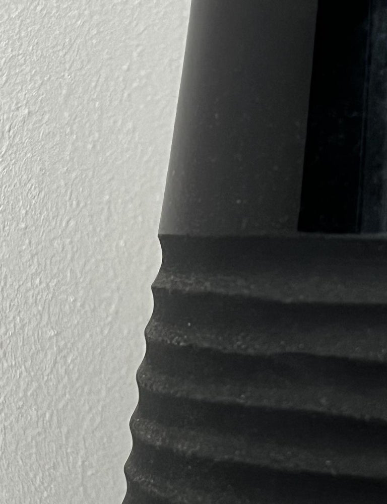 Black Cased Glass Vase with Ribbed Detail, Murano Italy For Sale at 1stDibs