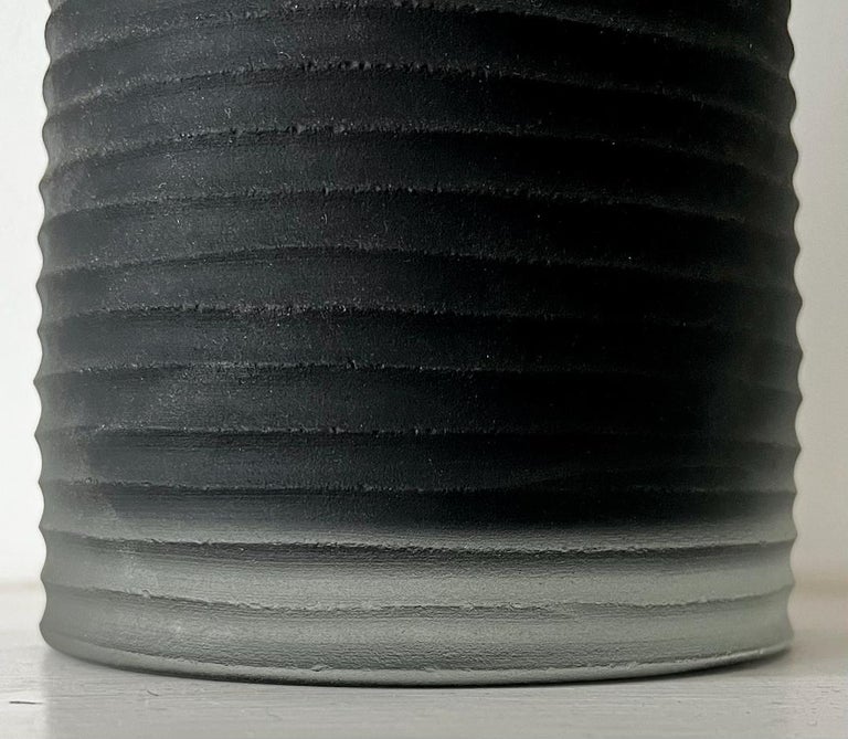 Black Cased Glass Vase with Ribbed Detail, Murano Italy For Sale at 1stDibs