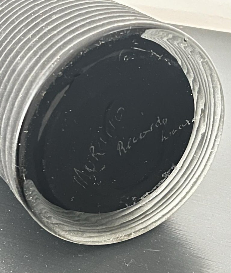 Black Cased Glass Vase with Ribbed Detail, Murano Italy For Sale at 1stDibs