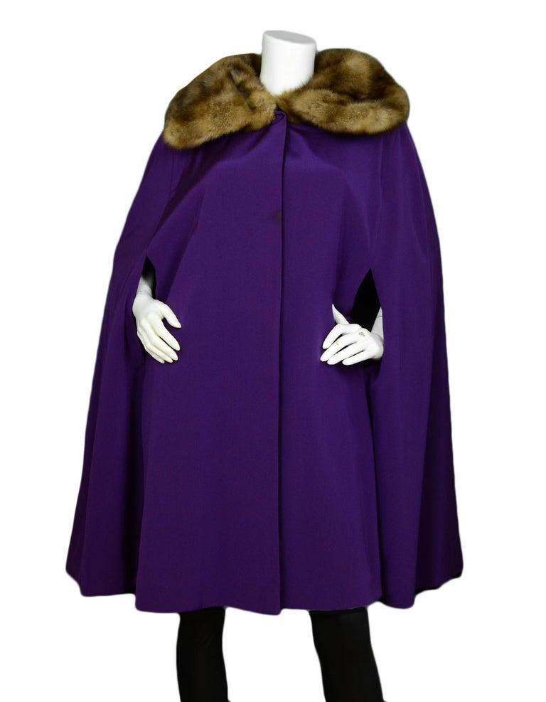 Black Cashmere Purple Cashmere and Silk Reversible Cape w/ Sable Collar ...