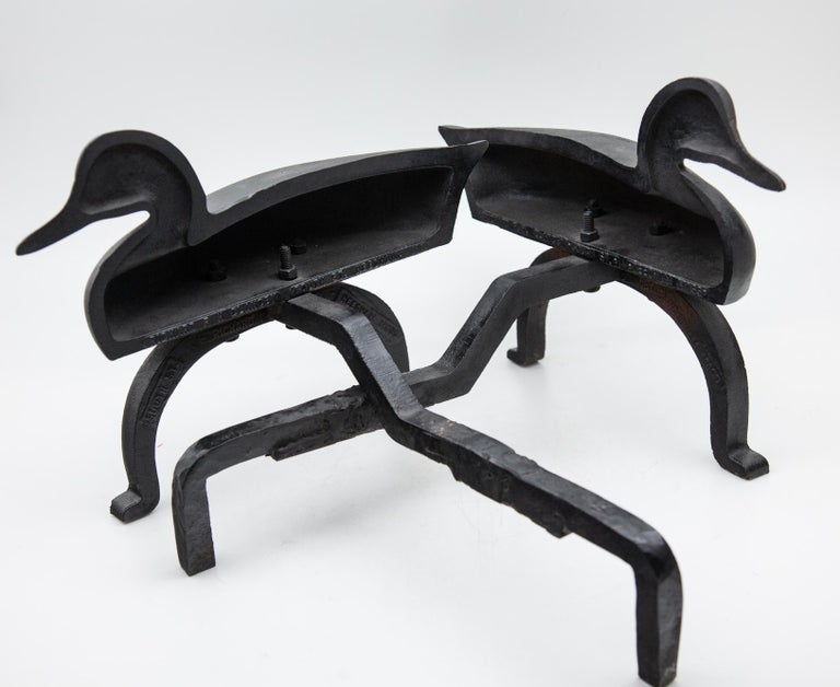Black Cast Iron Duck Andirons at 1stDibs