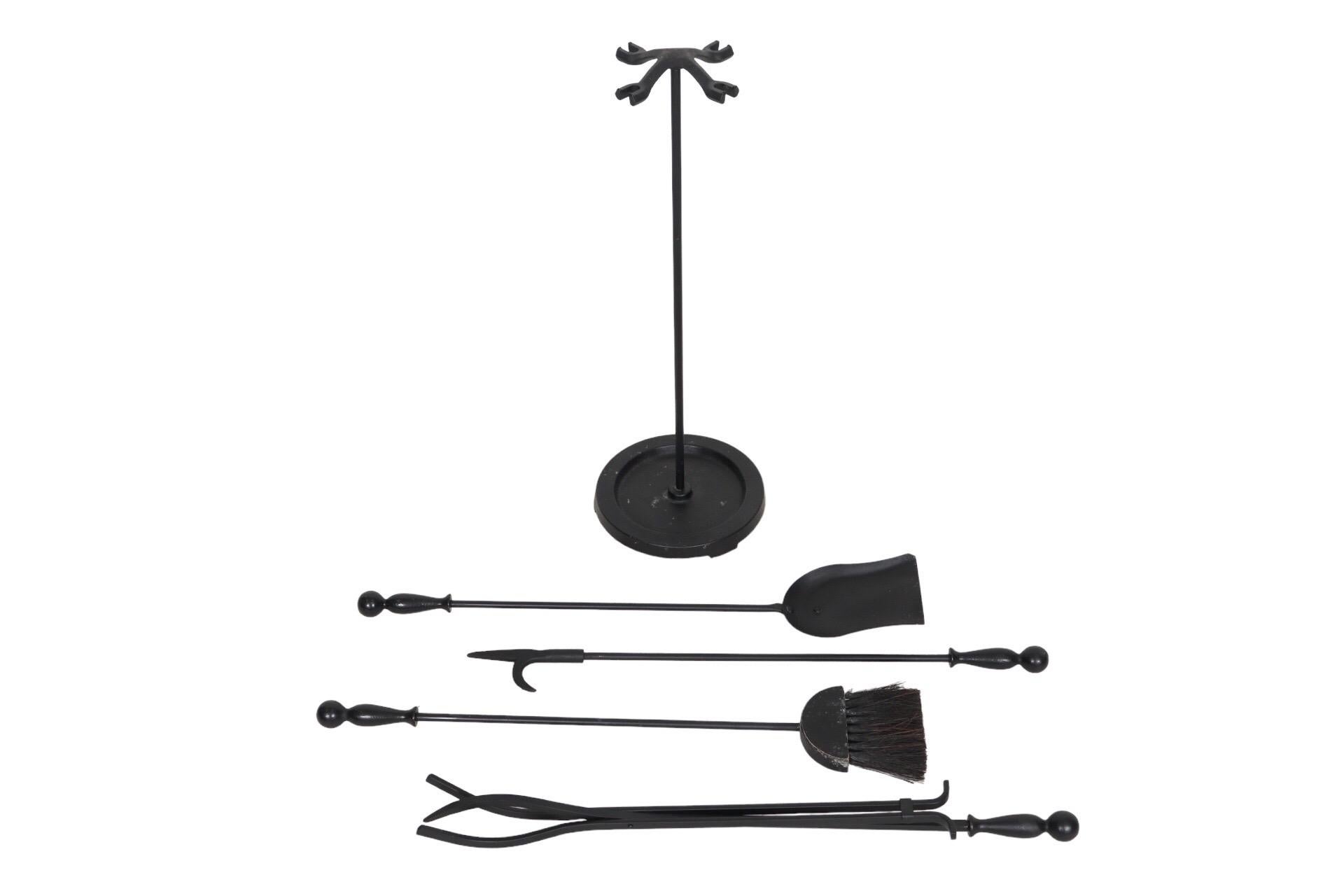 Black Cast Iron Fireplace Tools, 5pcs at 1stDibs