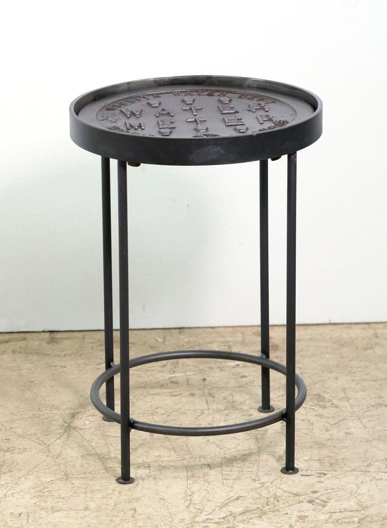 Black Cast Iron Water Meter Cover Side Table Wichita KS For Sale at 1stDibs