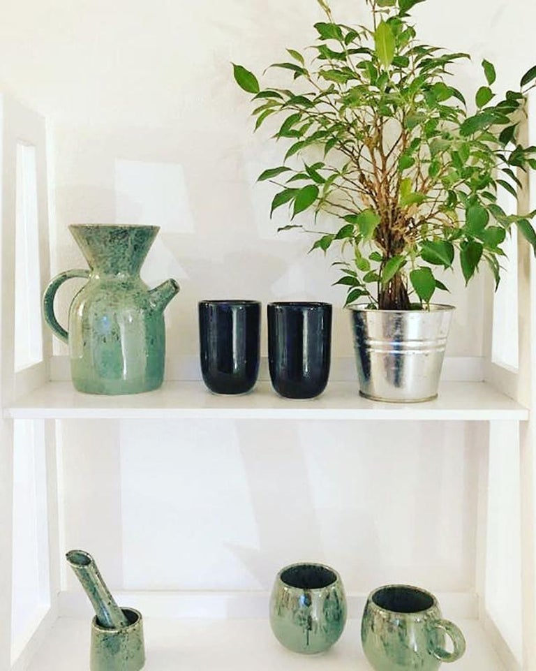 Black Caviar Ceramic Handmade Organic Modern Cups, Set of 4 For Sale at ...