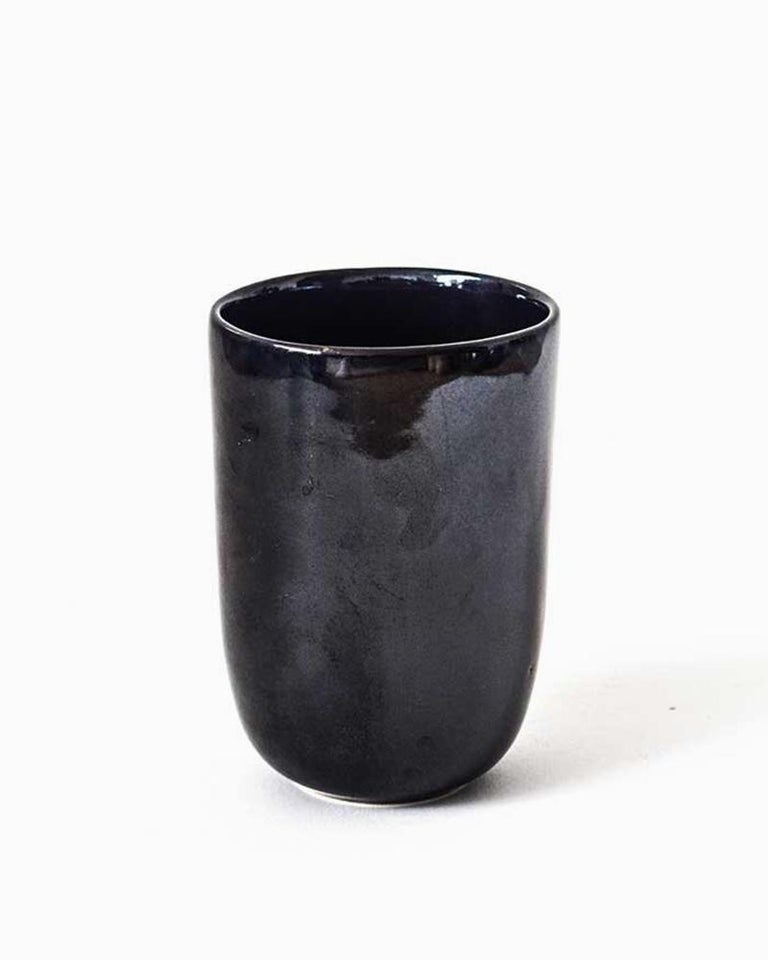 Black Caviar Ceramic Handmade Organic Modern Cups, Set of 4 For Sale at ...