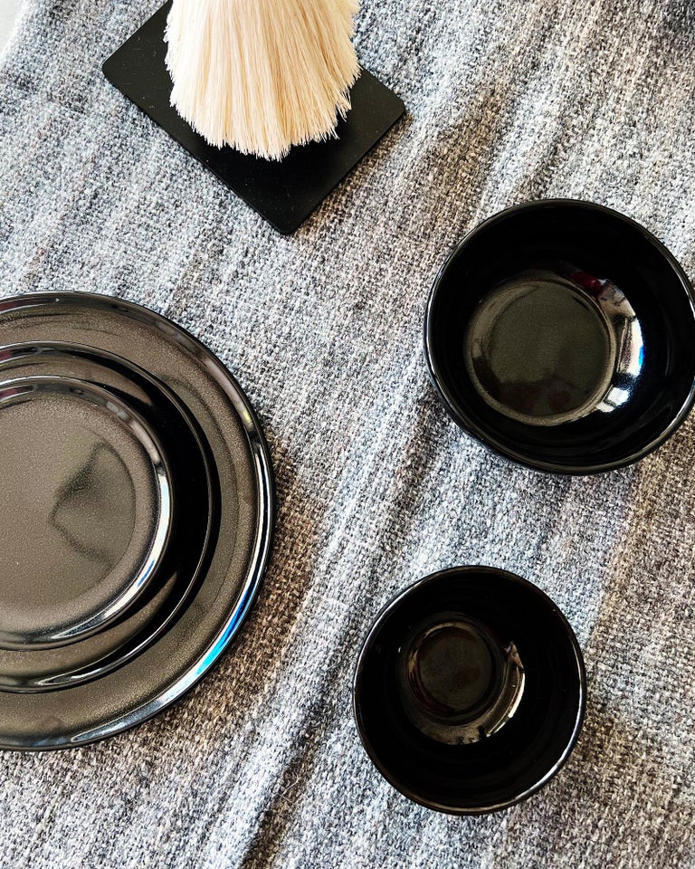 Black Caviar Handmade Organic Modern Salad Plates, Set of 4 For Sale at ...