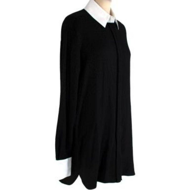 Black cc silk jacquard contrast collar and cuffs blouse For Sale at 1stDibs