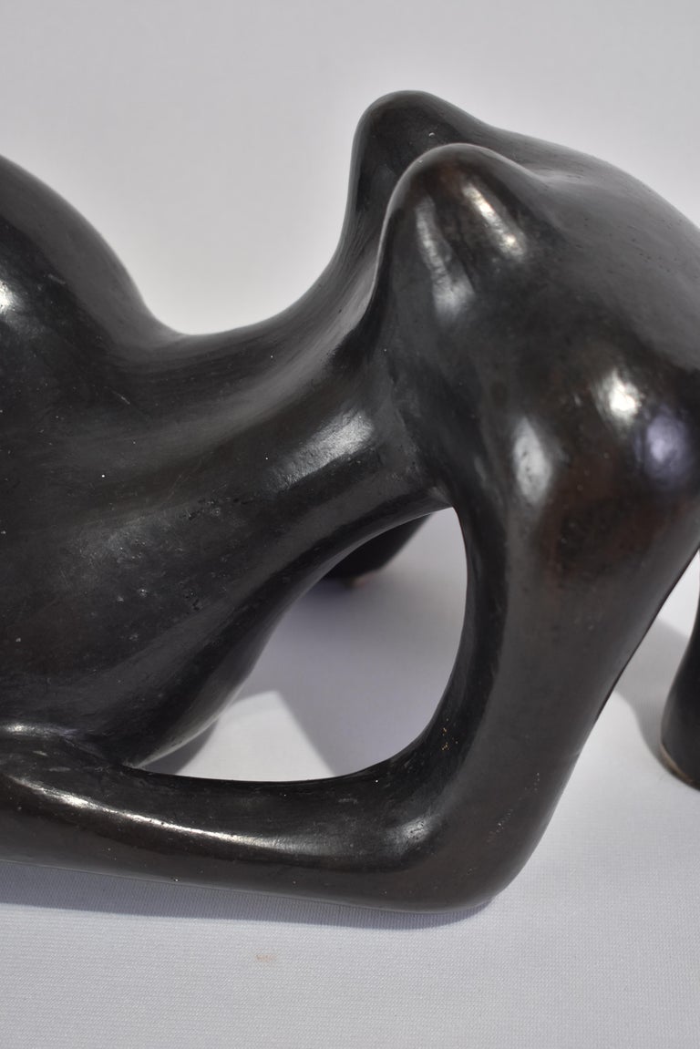 Black Ceramic 1960's Reclining Figure Sculpture in the Style of Henry ...