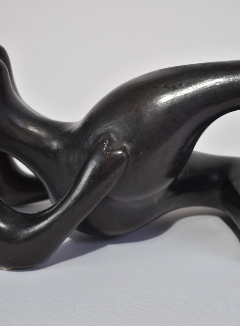 Black Ceramic 1960's Reclining Figure Sculpture in the Style of Henry ...