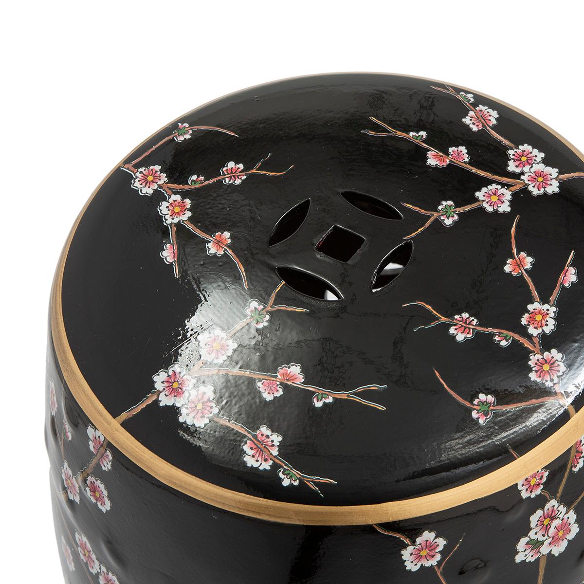 Black Ceramic Stool by Thai Natura For Sale at 1stDibs