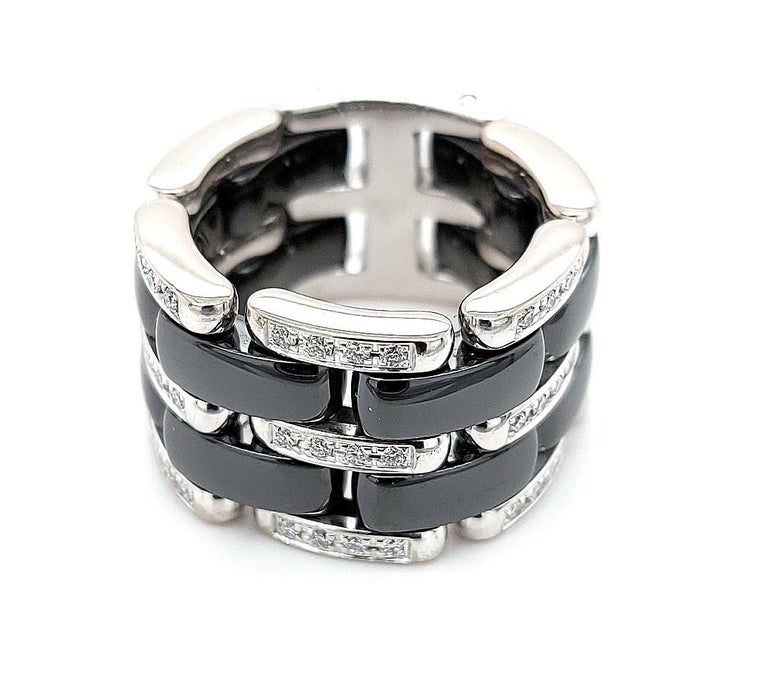 Black Ceramic Ultra Chanel Ring Set with 0.50 Carat Diamonds at 1stDibs