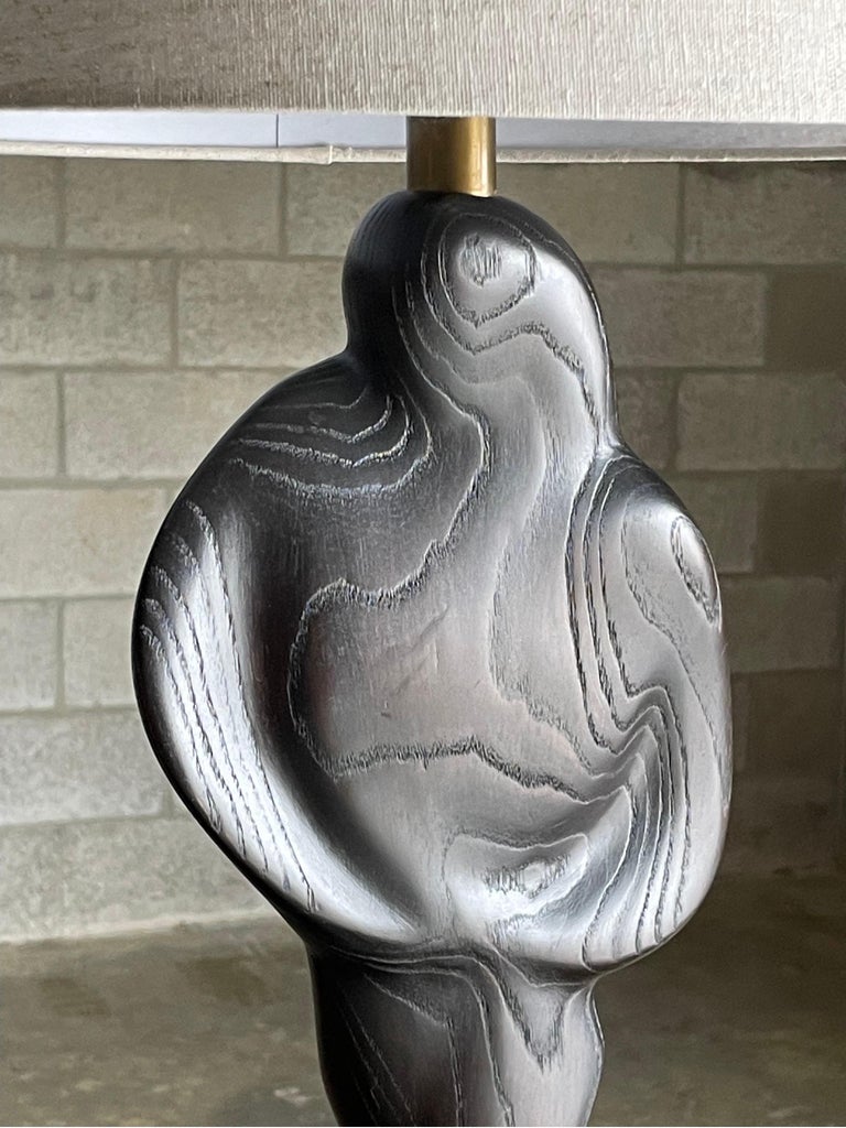 Black Cerused Sculptural Table Lamp Attributed to Yasha Heifetz For ...