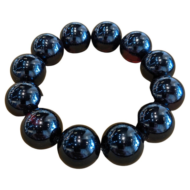 Black Cherry Amber Beaded Bracelet For Sale at 1stDibs