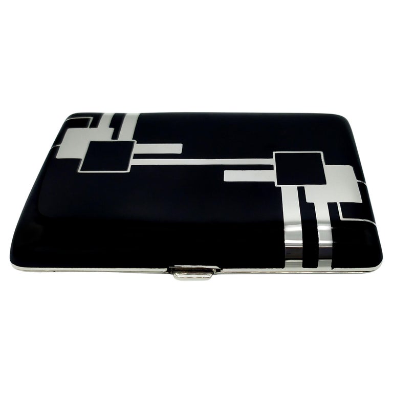 Black Cigarette Case for Handbag Sterling Silver Enamel Salimbeni For ...