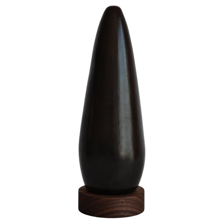 Black Clay Sculpture Silo, Oxygen Reduction and Polished Clay, Abstract ...