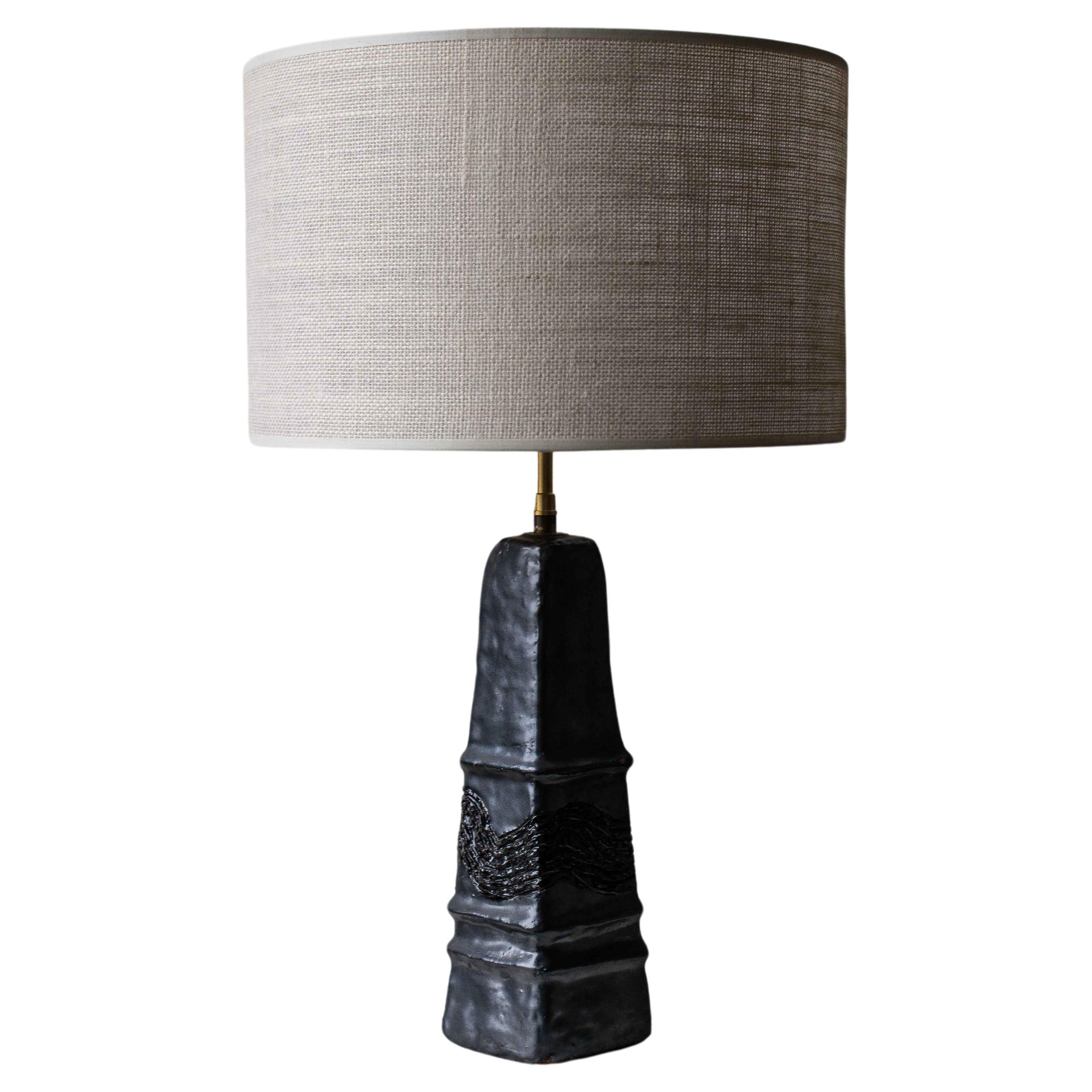 Mid-Century Table Lamp Black Clay For Sale at 1stDibs