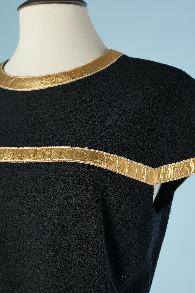 Black cocktail dress with gold ribbons appliqué Chanel Métiers d'art ...