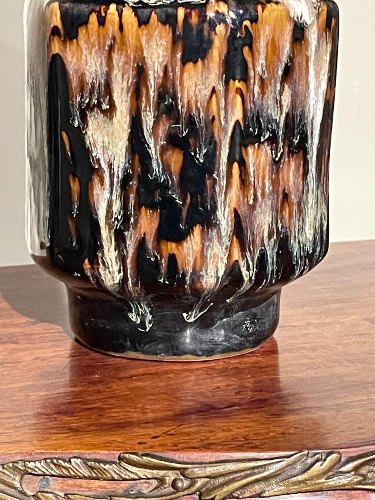 Black, Cream And Brown Tortoise Glaze Tall Vase, China, Contemporary ...