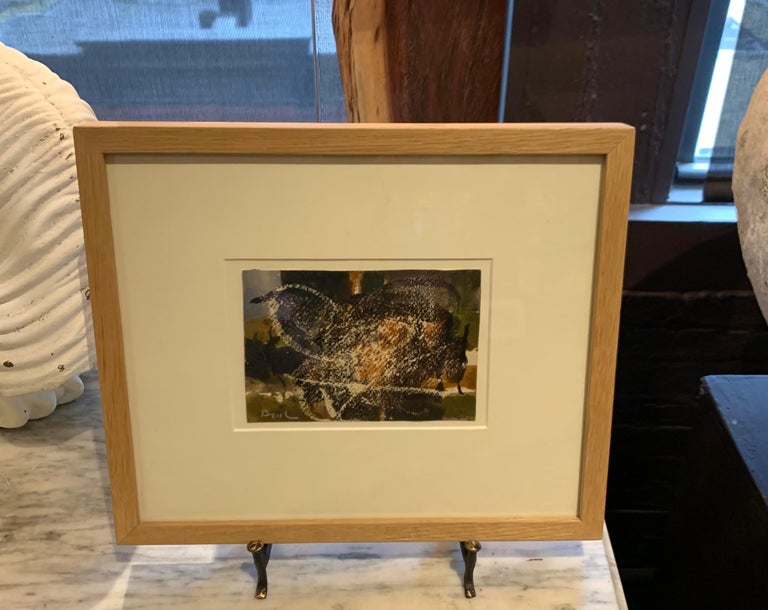 Black, Cream, Rust Gouache Painting by Artist Jean Bonal, France, Mid ...