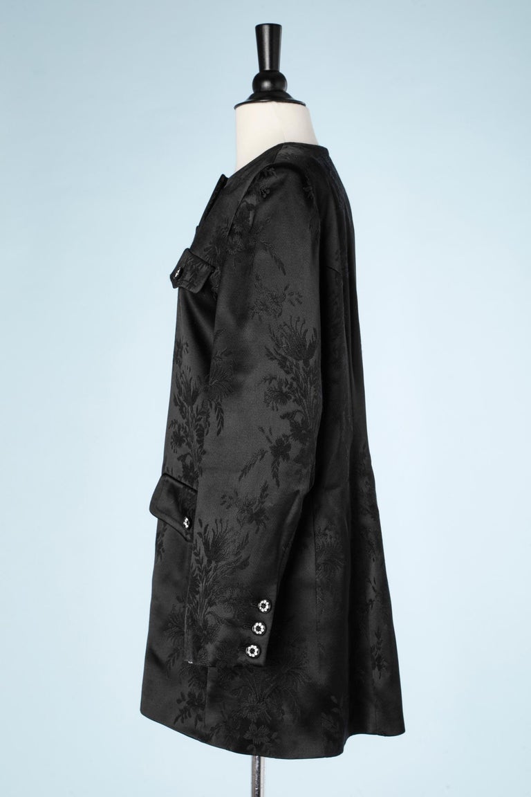 Black damask shirt with jewelry's buttons Yves Saint Laurent Variation ...