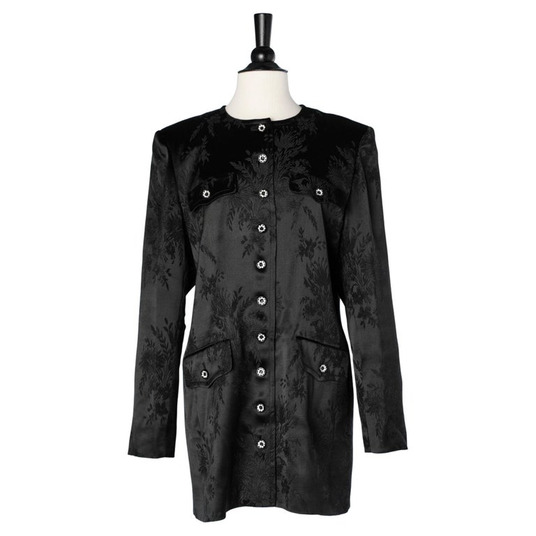 Black damask shirt with jewelry's buttons Yves Saint Laurent Variation ...