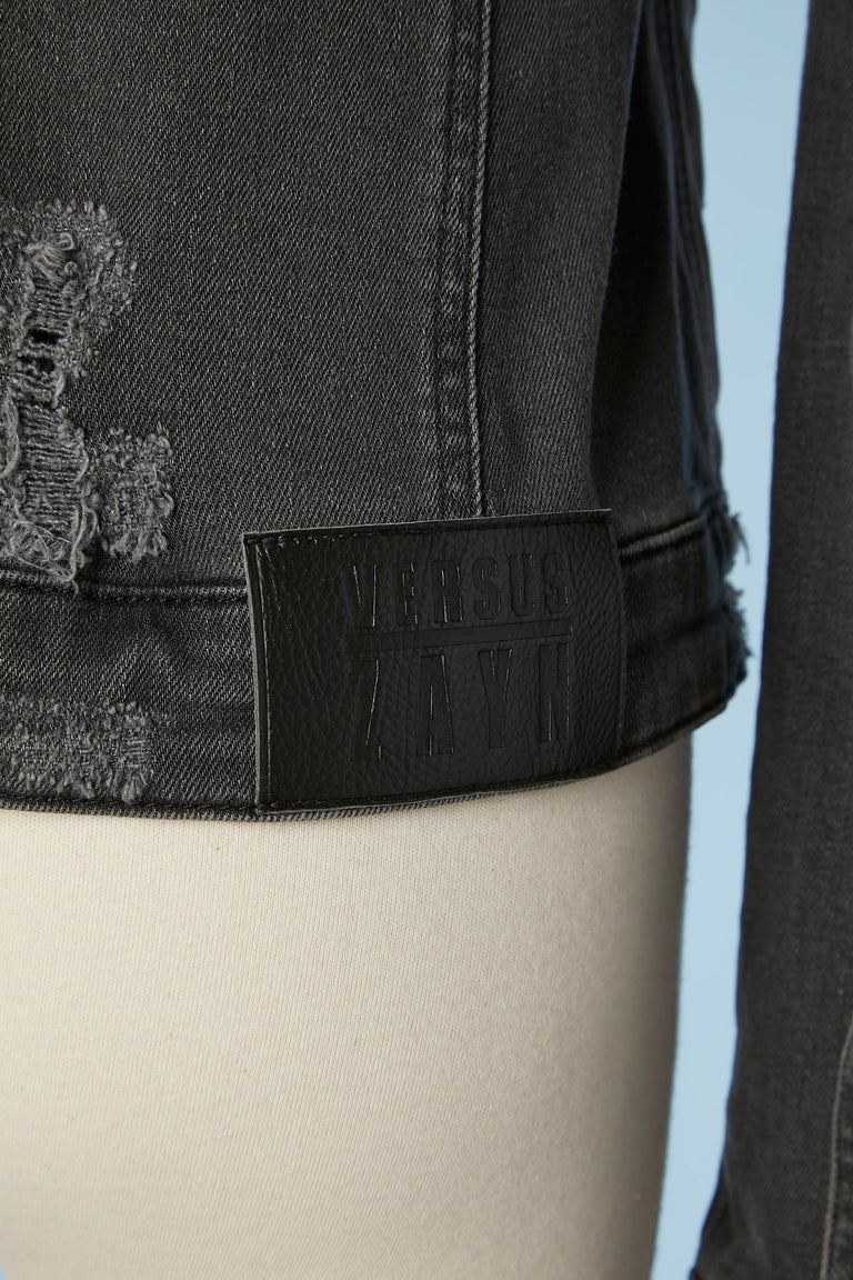 Black denim jacket laced in the front on both side Versus and Zayn NEW ...