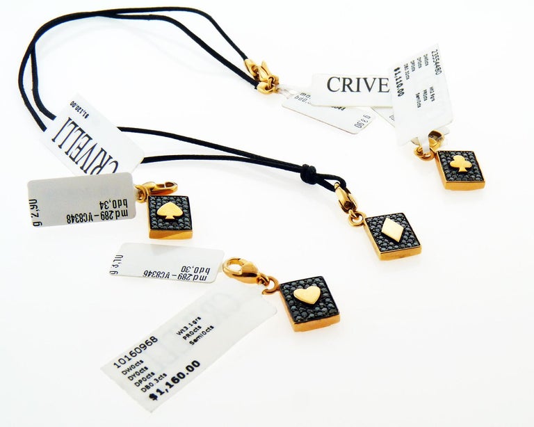 Crivelli Necklace with Four Black Diamond Card Pendants For Sale at 1stDibs
