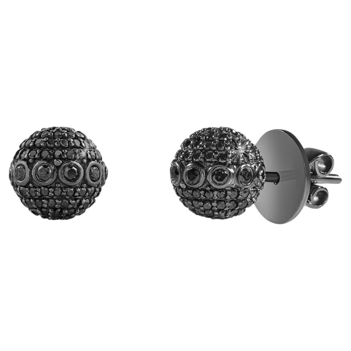 18K White Gold Diamond Sphere Stud at 1stDibs