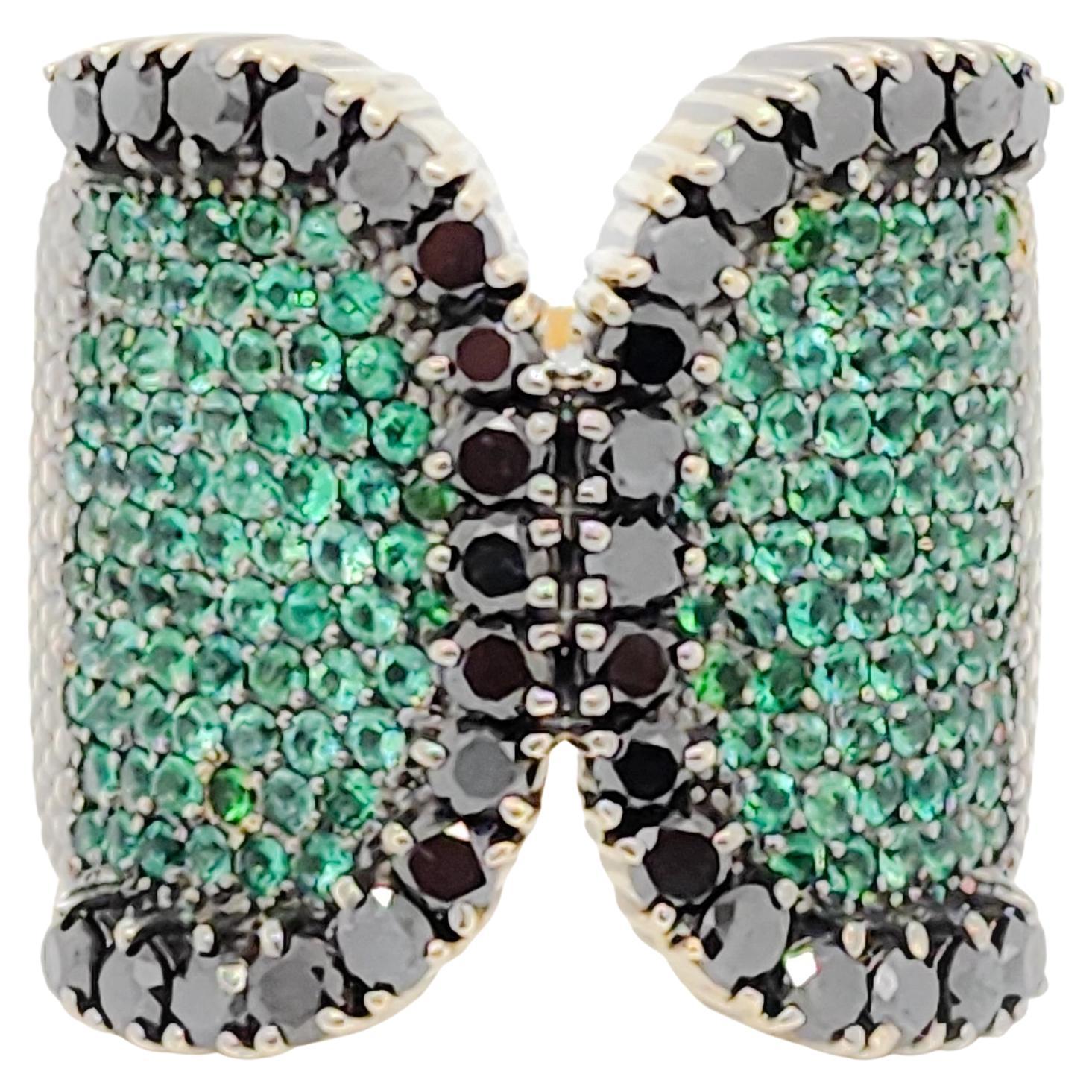 Green Emerald and Diamond Cocktail Ring For Sale at 1stDibs
