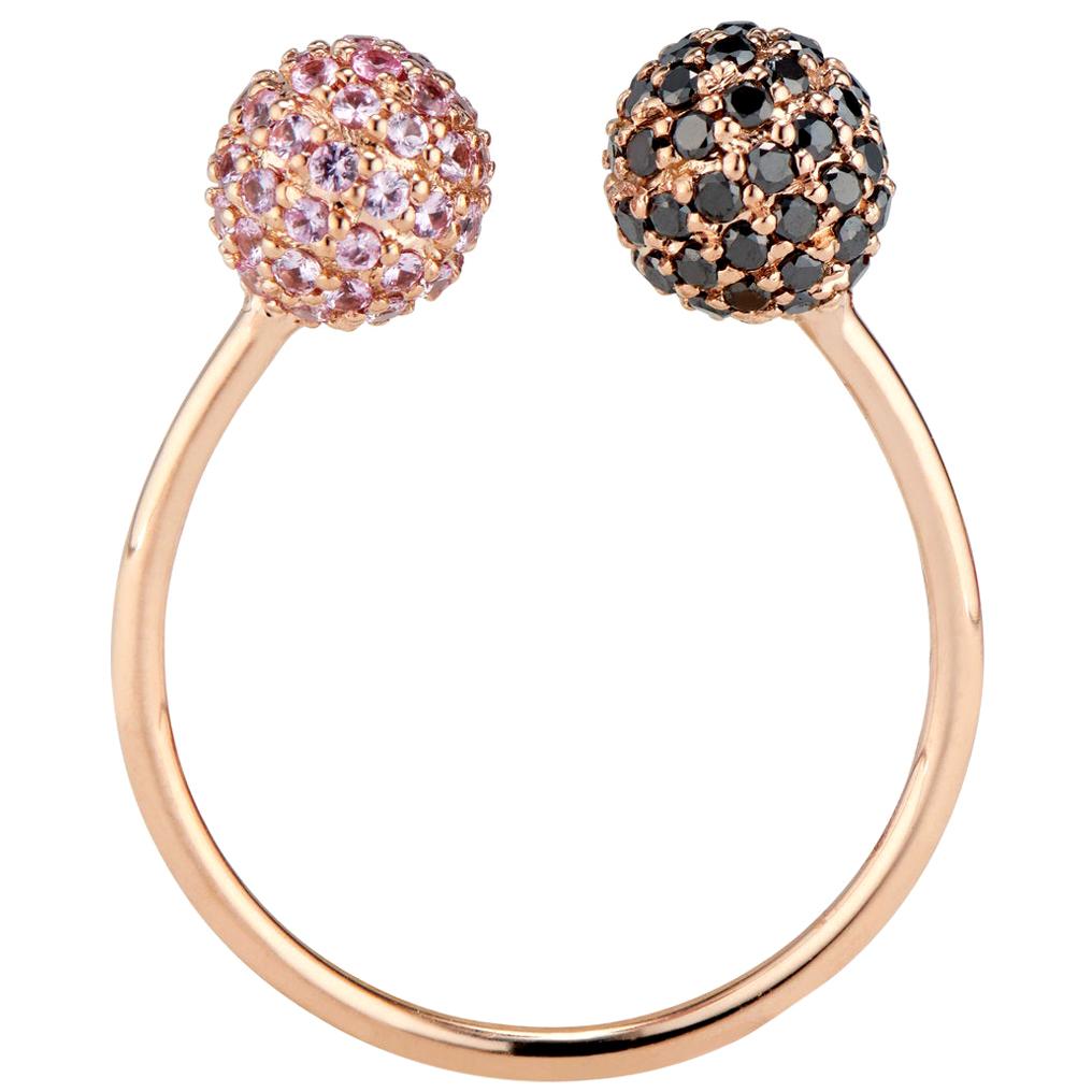 Black Diamond and Pink Sapphire Toi Moi Ring For Sale at 1stDibs