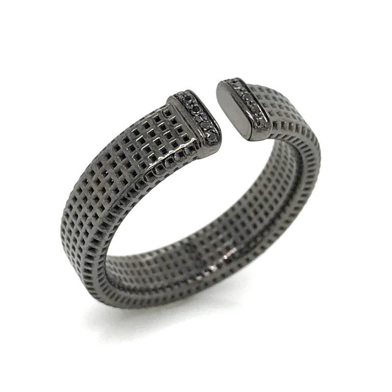 Black Diamond and Rhodium Black Gold 18 Karat Men Ring at 1stDibs