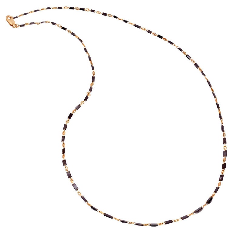 Black Diamond Beaded Chain Necklace Made In 18k Rose Gold For Sale at ...