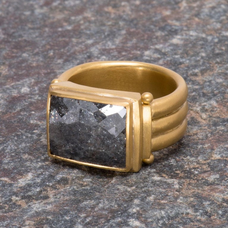 Black Diamond Checkerboard Ring For Sale at 1stDibs