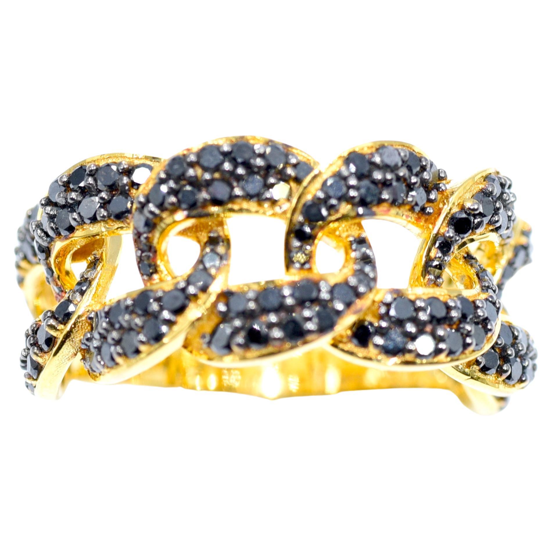 Customizable Black Diamond Cuban Ring For Sale at 1stDibs