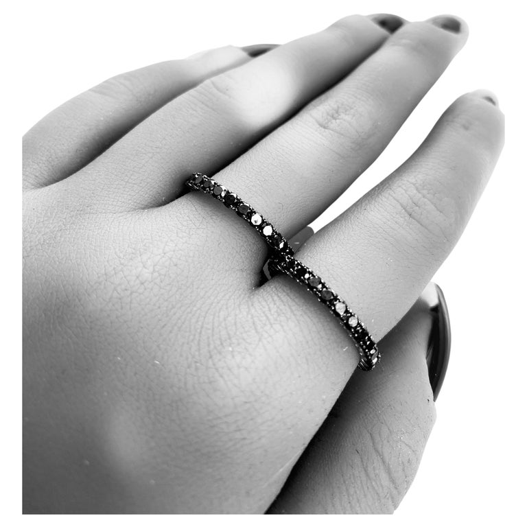 Black Diamond Eternity Band, 1.8 Carat Round Black Diamond Rings, 14k ...