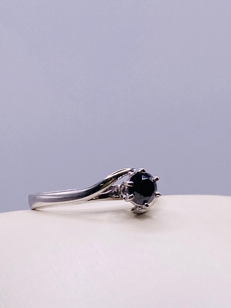 Black Diamond Gold Engagement Ring For Sale at 1stDibs