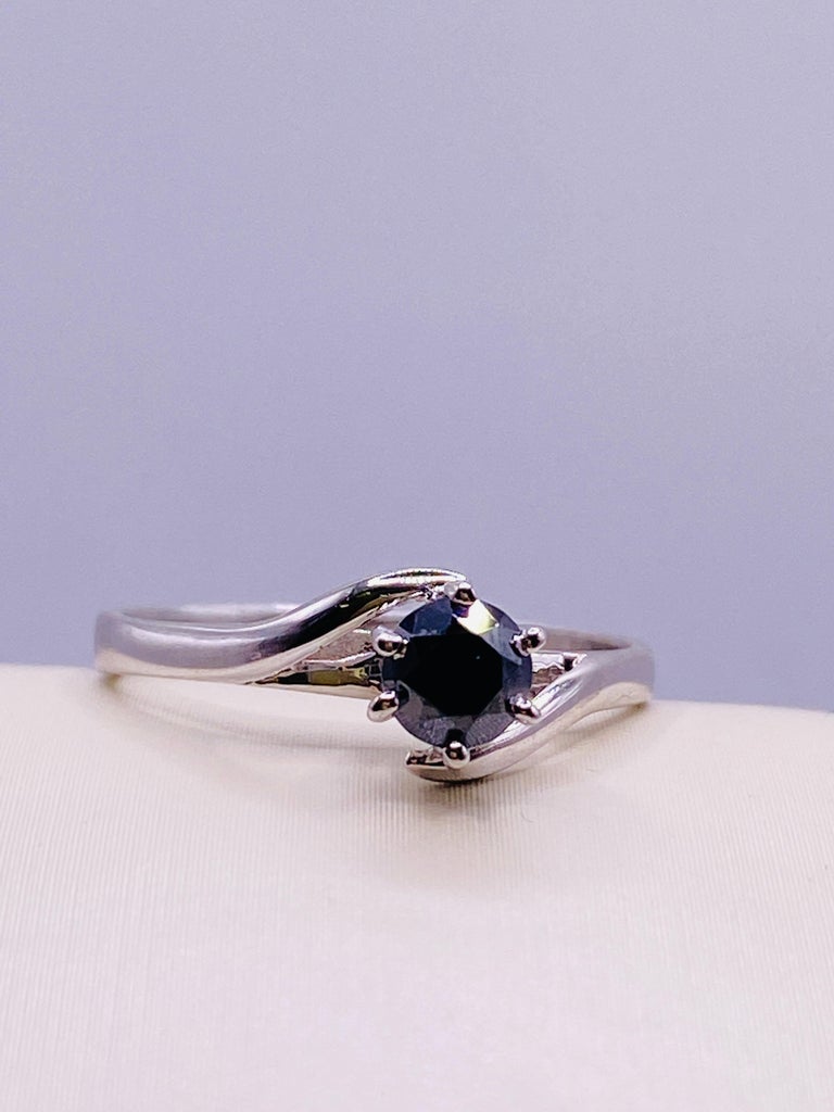 Black Diamond Gold Engagement Ring For Sale at 1stDibs